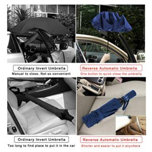 LANBRELLA Umbrella Inverted Travel Umbrella Windproof Compact Folding-Blue