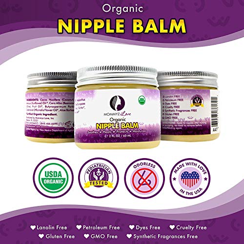 Best Nipple Cream for Breastfeeding Relief (2 oz) - Provides Immediate Relief To Sore, Dry And Cracked Nipples Even After A Single Use - PEDIATRICIAN TESTED - USDA Certified Organic (1 Jar)