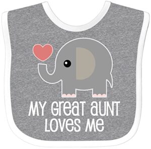 inktastic great aunt loves me elephant baby bib heather and white 2df00