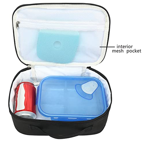 FlowFly Kids Lunch box Insulated Soft Bag Mini Cooler Back to School Thermal Meal Tote Kit for Girls, Boys, Black