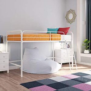 DHP Jett Junior Twin Metal Loft Bed, White