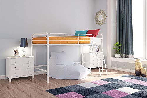 DHP Jett Junior Twin Metal Loft Bed, White