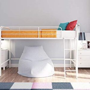 DHP Jett Junior Twin Metal Loft Bed, White