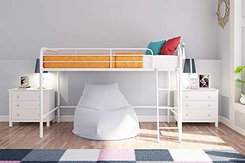 DHP Jett Junior Twin Metal Loft Bed, White