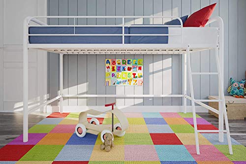 DHP Jett Junior Twin Metal Loft Bed, White