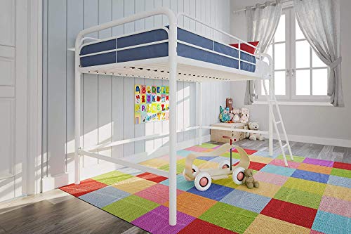 DHP Jett Junior Twin Metal Loft Bed, White