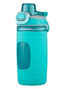 bubba flo kids water bottle with leak-proof lid, 16oz dishwasher safe water bottle for kids, impact and stain-resistant, aqua waters