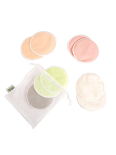 Round or Contoured | Washable Reusable Bamboo Nursing Pads | Organic Bamboo Breastfeeding Pads | Medium (10cm) | 14 Pack with 2 Bonus Pouches & Free E-Book