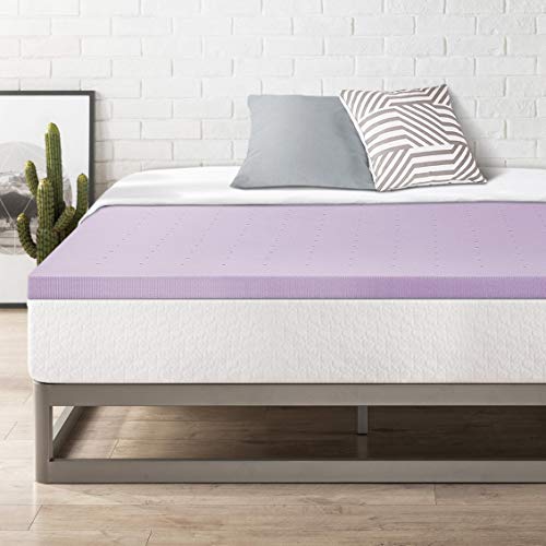 Mellow 2 Inch Ventilated Memory Foam Mattress Topper, Soothing Lavender Infusion, CertiPUR-US Certified, Queen