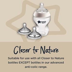 Tommee Tippee Closer to Nature Extra Slow Flow Baby Bottle Nipples, 0m+ – 2pk