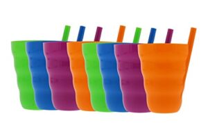 arrow sip-a-cup with built in straw for kids includes purple, blue, green, orange (8 pack)