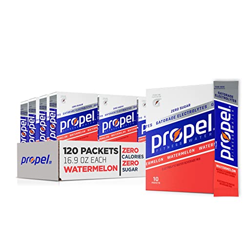 Propel Powder Packets. Watermelon With Electrolytes, Vitamins and No Sugar, 10 Count (Pack of 12) - Packaging May Vary