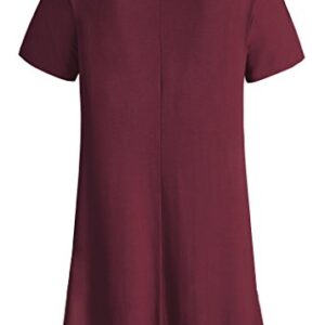 Esenchel Women's Short Sleeve Tunic Shirt Loose Fit Leggings Top L Wine Red