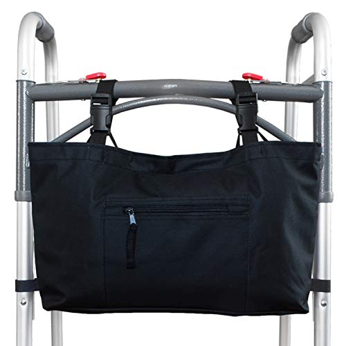 RMS Walker Bag with Soft Cooler - Water Resistant Tote with Temperature Controlled Thermal Compartment, Universal Fit for Walkers, Scooters or Rollator Walkers (Black)