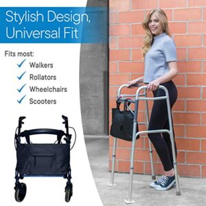 RMS Walker Bag with Soft Cooler - Water Resistant Tote with Temperature Controlled Thermal Compartment, Universal Fit for Walkers, Scooters or Rollator Walkers (Black)