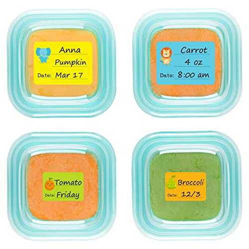 Baby Daycare Labels, Removable Write-On Date Labels for OXO Tot Baby Blocks Food Storage Containers, Trays, Jars, Freezer & Dishwasher Friendly, for Infants & Babies