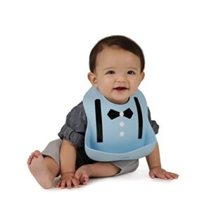 waterproof bibs for toddlers - silicone bib –fits up to 6 years old (blue suit)