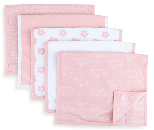 Ely's & Co. Baby Burp Cloth,Waterproof Reversible Jersey Cotton Large Burp Cloths, Cloth Diapers 20" x 12" 5 Pack I Pink Combo for Baby Girl