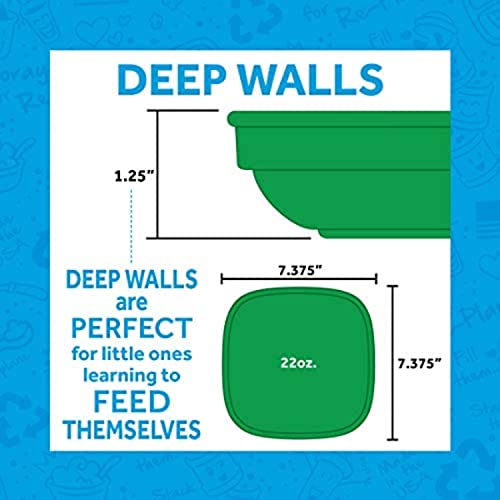 Re Play Made in USA Deep Walled Flat Plates - Made from Heavyweight Recycled Plastic - Dishwasher & Microwave Safe - BPA Free - Black (4pk)