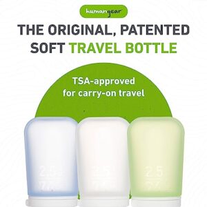 humangear GoToob+ 3-Pack (Small) | Refillable Silicone Travel Bottle | Locking Lid | Food-Safe Material, Clear/Green/Blue, Small (1.7 fl.oz; 53ml)