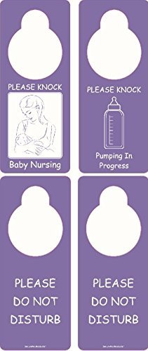 Two Unique Premium Quality Door Hangers: One"Please Knock Baby Nursing" /"Please Do Not Disturb" and One"Please Knock Pumping in Progress" /"Please Do Not Disturb" Double-Sided Door Sign Hangers