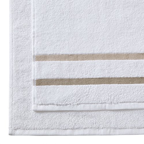 Comfort Spaces Cotton 8 Piece Bath Towel Set Striped Ultra Soft Hotel Quality Quick Dry Absorbent Bathroom Shower Hand Face Washcloths, Multi-Sizes, Zero Twist Taupe 8 Piece