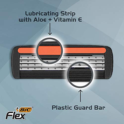 BIC Flex 4 Sensitive Hybrid Titanium Men's Disposable Razors, For a Smooth, Ultra-Close and Comfortable Shave, 8 Cartridges and 2 Handles, 10 Piece Razor Set