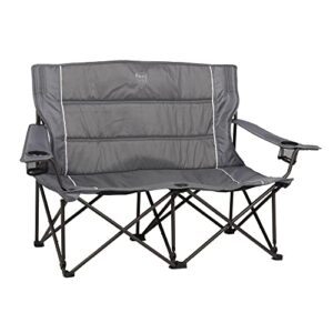 timber ridge 2 person folding loveseat comfortable double foldable camping chair folding lawn chairs for outside, grey