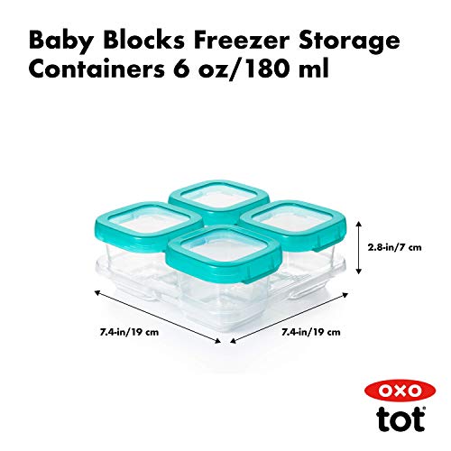 OXO Tot Baby Blocks Freezer Storage Containers Teal (4 Oz)