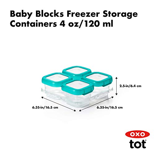 OXO Tot Baby Blocks Freezer Storage Containers Teal (4 Oz)