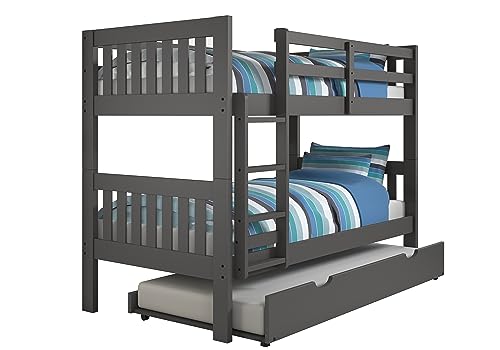 DONCO Twin/Twin Dark Grey Mission Bunk Bed with Twin Trundle