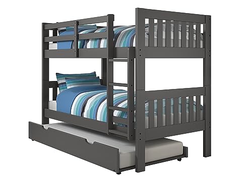 DONCO Twin/Twin Dark Grey Mission Bunk Bed with Twin Trundle