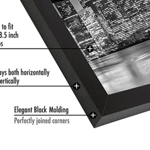 Americanflat 8.5x14 Picture Frame in Black - Engineered Wood with Shatter Resistant Glass - Horizontal and Vertical Formats for Wall