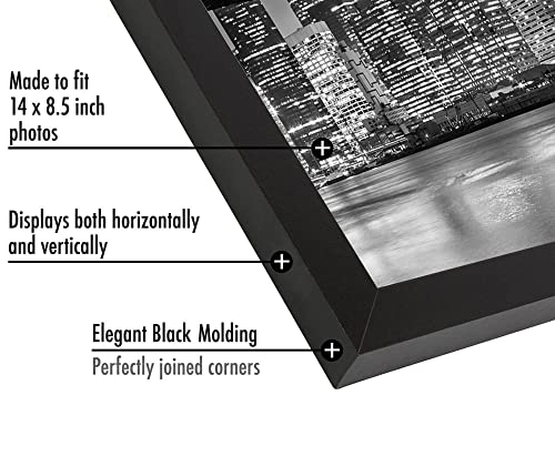 Americanflat 8.5x14 Picture Frame in Black - Engineered Wood with Shatter Resistant Glass - Horizontal and Vertical Formats for Wall