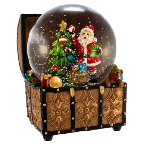 kurt s. adler j3259 100mm wind-up musical santa water globe in treasure chest