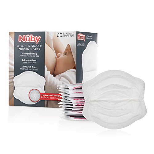 Nuby Stay-Dry Disposable 60 Piece Breast Pads, Honeycomb, Ultra-Thin