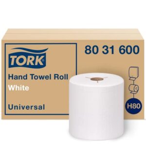 tork hand towel roll white h80, universal, 100% recycled fiber, 6 rolls x 630 ft, 8031600