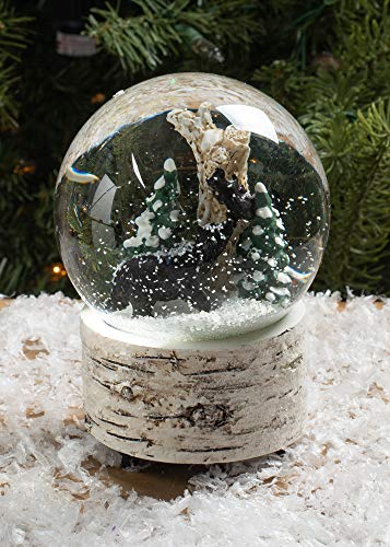 White Wash Wood Black Bear 5.5 inch Resin Decorative Snow Globe