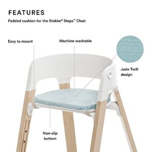 Stokke Steps Chair Cushion - Jade Twill - Add Softness & Personality to Stokke Steps Chair - Non-Slip, Functional & Stylish - Machine Washable - Fits All Stokke Steps Chairs