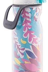 O2COOL Mist 'N Sip Misting Water Bottle 2-in-1 Mist And Sip Function With No Leak Pull Top Spout Sports Water Bottle Reusable Water Bottle - 20 oz (Tropical)