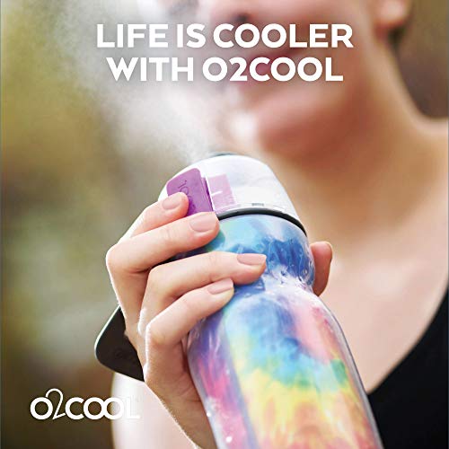 O2COOL Mist 'N Sip Misting Water Bottle 2-in-1 Mist And Sip Function With No Leak Pull Top Spout Sports Water Bottle Reusable Water Bottle - 20 oz (Tropical)