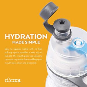 O2COOL Mist 'N Sip Misting Water Bottle 2-in-1 Mist And Sip Function With No Leak Pull Top Spout Sports Water Bottle Reusable Water Bottle - 20 oz (Tropical)