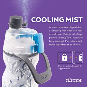 O2COOL Mist 'N Sip Misting Water Bottle 2-in-1 Mist And Sip Function With No Leak Pull Top Spout Sports Water Bottle Reusable Water Bottle - 20 oz (Tropical)