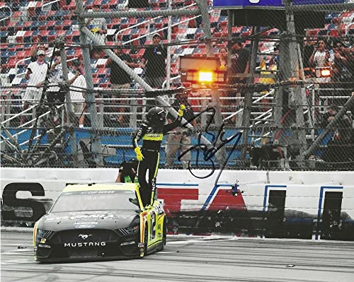 AUTOGRAPHED 2020 Ryan Blaney #12 Menards Racing TALLADEGA RACE WIN (Victory Celebration) NASCAR Cup Series Signed Glossy Picture 8X10 Inch Photo with COA