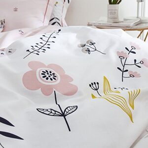 OTOB Soft Cartoon Floral Bedding Aesthetic Girls Duvet Cover Full Queen Pink Cotton Floral Comforter Cover for Toddler Women Kids Teen Bed Reversible Shabby Chic Flower Kawaii Bedding,No Comforter