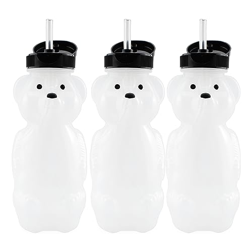 Cornucopia Brands Honey Bear Straw Cups (3-Pack); 8-Ounce Therapy Sippy Bottles w/Flexible Straws