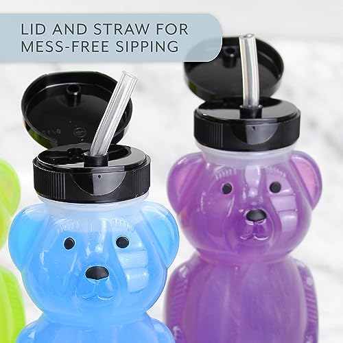 Cornucopia Brands Honey Bear Straw Cups (3-Pack); 8-Ounce Therapy Sippy Bottles w/Flexible Straws