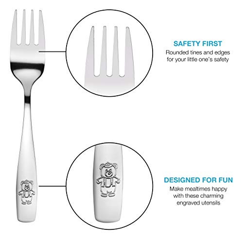 9 Piece Stainless Steel Kids Cutlery, Child and Toddler Safe Flatware, Kids Silverware, Kids Utensil Set Includes 3 Knives, 3 Forks, 3 Spoons, Total of 3 Place Settings, Ideal for Home and Preschools