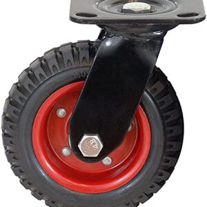 POWERTEC 17051 Swivel Heavy Duty Industrial Caster, 8” Wheel Rubber Knobby Tread – Black