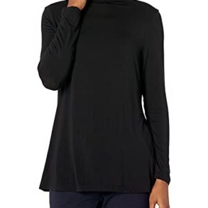 Amazon Essentials Women's Jersey Long-Sleeve Mock Neck Swing Tunic (Previously Daily Ritual), Black, Medium